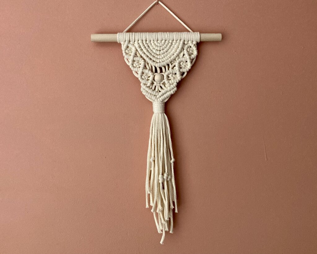 Small handmade cream macrame wall hanging - WindchimeCordnCraft.com