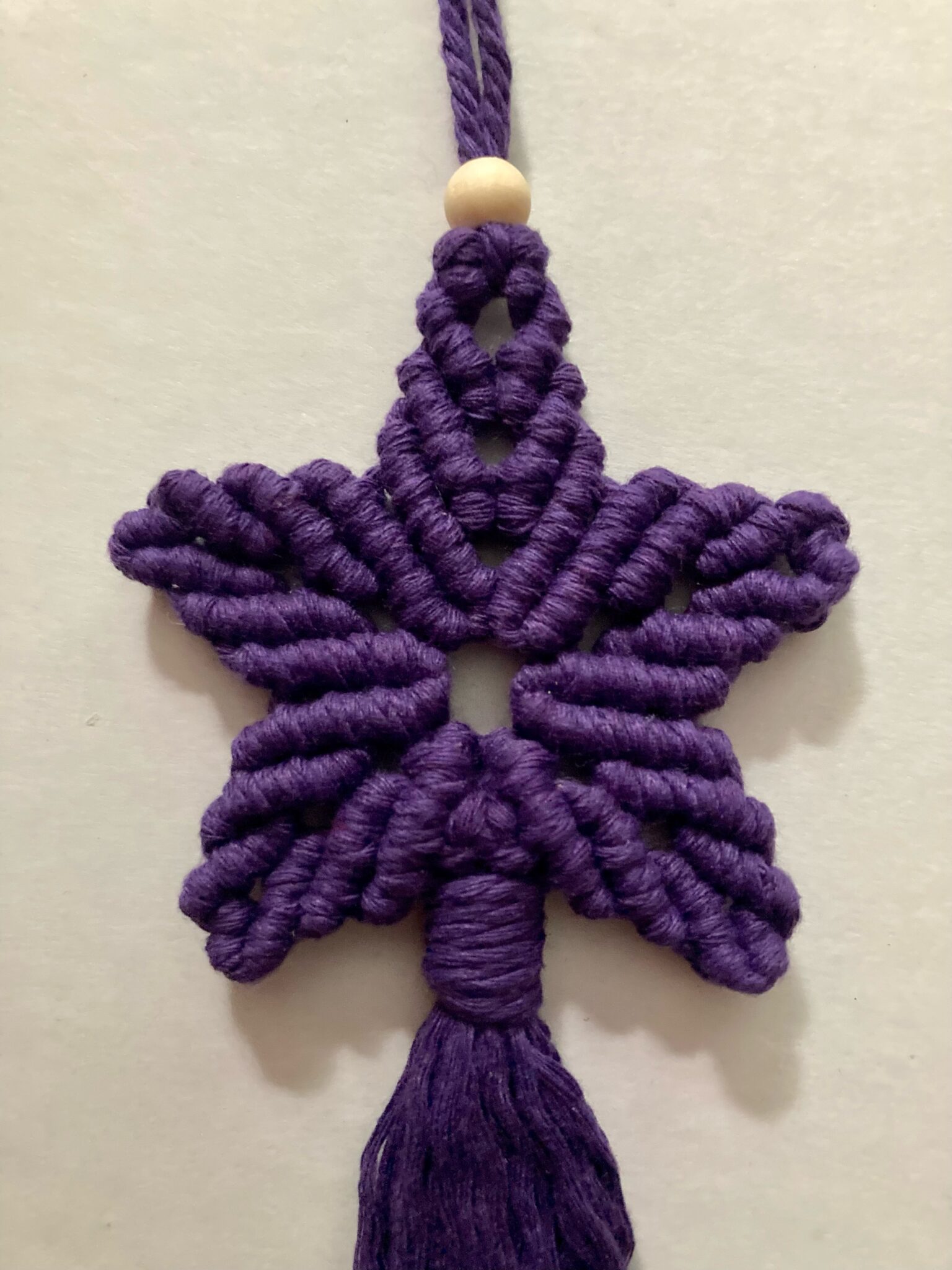 Handmade Purple Macrame Star - WindchimeCordnCraft.com